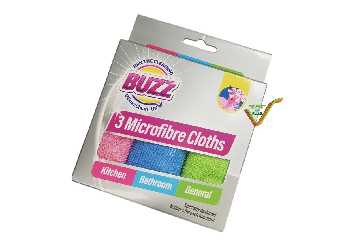 Household Cleaning Cloth Microfibre Buzz 1Pack (3 cloths)-Pack ...